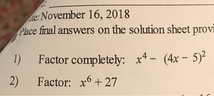 Solved e November 16, 2018 Pace final answers on the | Chegg.com