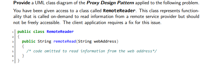 Provide a UML class diagram of the Proxy Design | Chegg.com