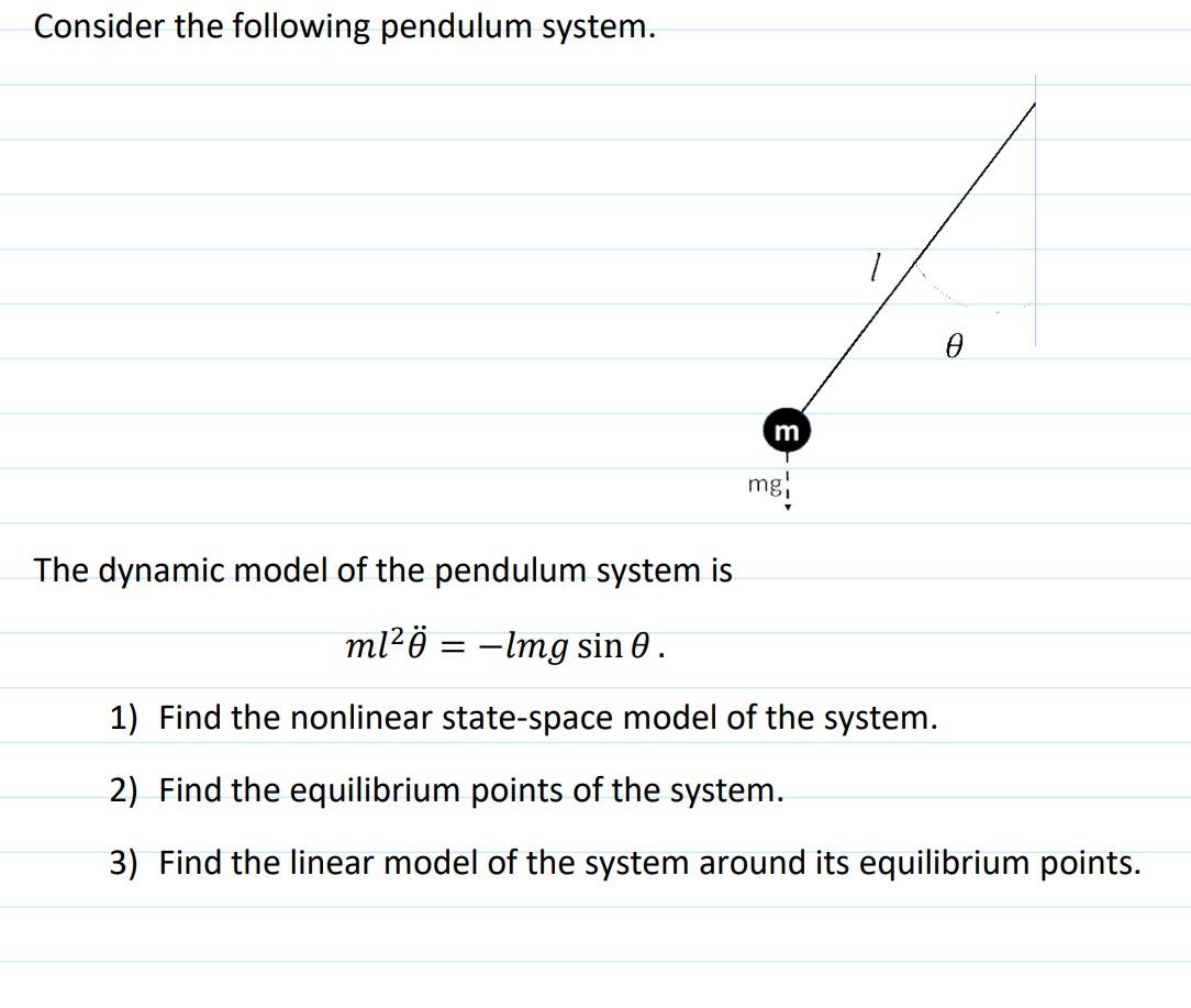 Solved Consider the following pendulum system. The dynamic | Chegg.com