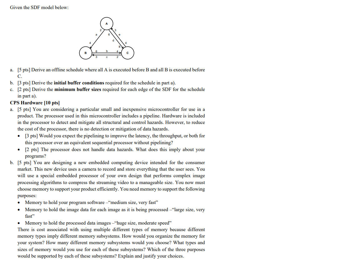 Given the SDF model below: 6 B . a. [5 pts] Derive an | Chegg.com