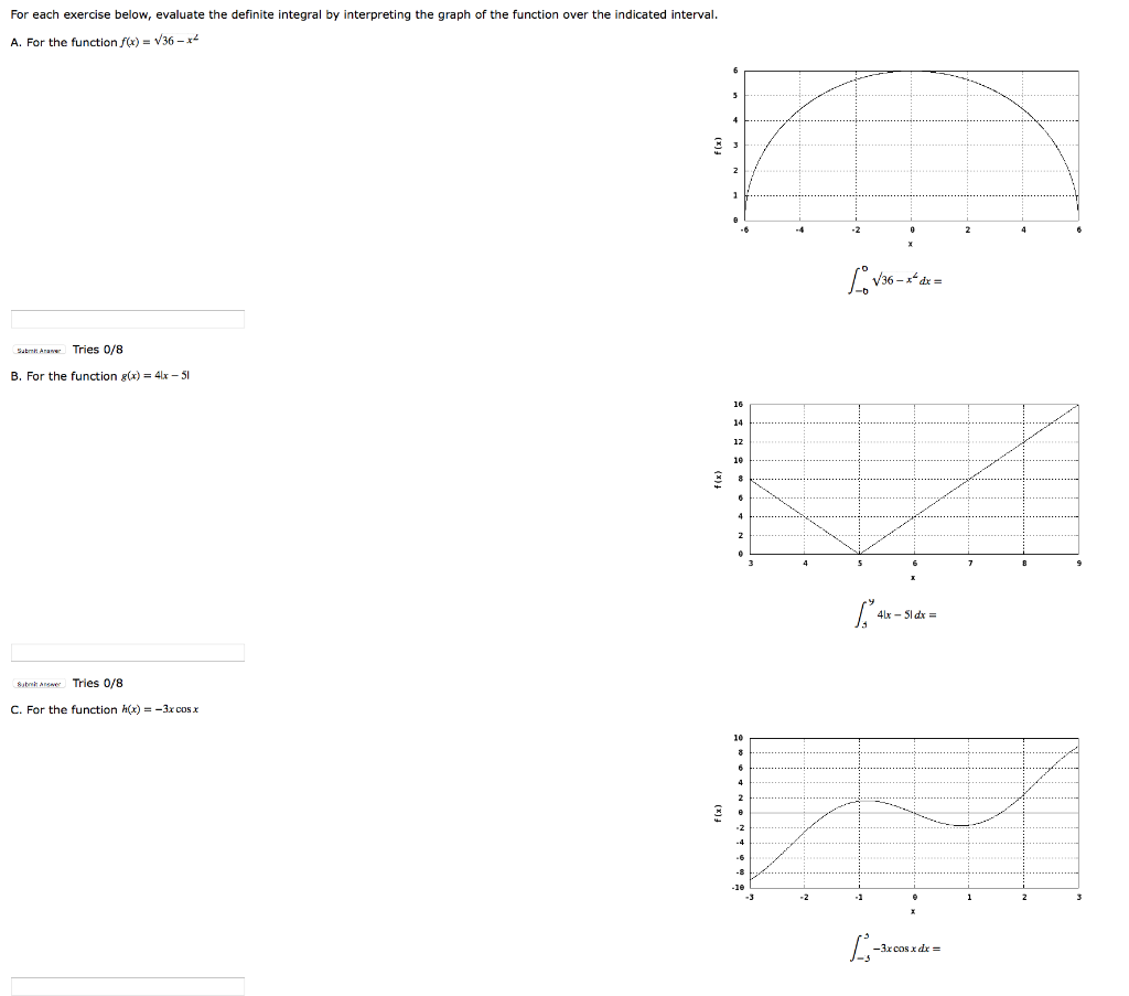 Solved For each exercise below, evaluate the definite | Chegg.com