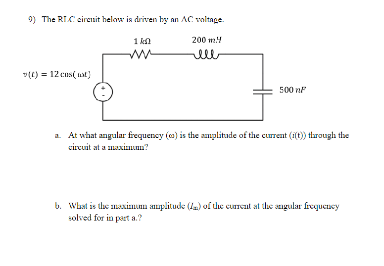 Solved The RLC circuit below is driven by an AC | Chegg.com