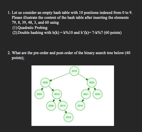 Solved 1. Let us consider an empty hash table with 10 | Chegg.com