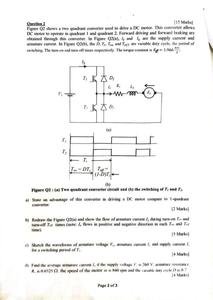 Solved helpQuestion 2Figure Q2 ﻿shows a two quadrant | Chegg.com