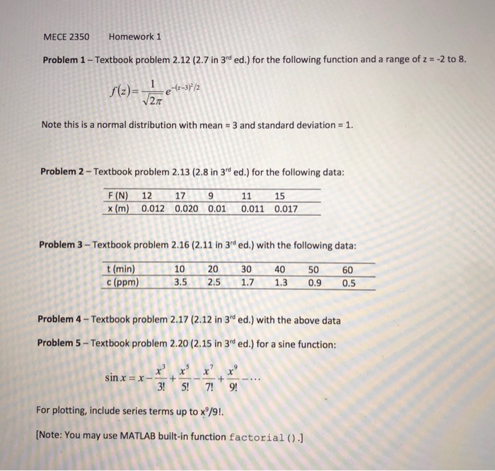 Solved MECE 2350 Homework 1 Problem 1-Textbook problem 2.12 | Chegg.com