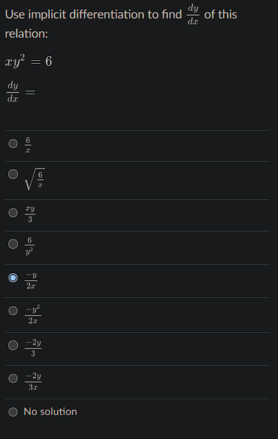 Solved Use implicit differentiation to find dydx ﻿of | Chegg.com