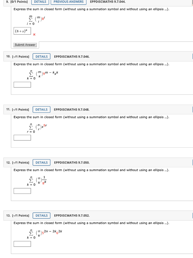 Solved 9. [0/1 Points] DETAILS PREVIOUS ANSWERS EPPDISCMATH5 | Chegg.com