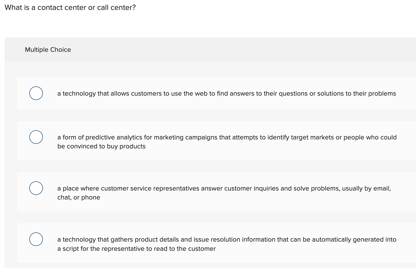 Solved What is a contact center or call center? | Chegg.com
