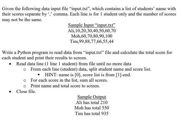 Solved Given the following data input file "input.txt", | Chegg.com
