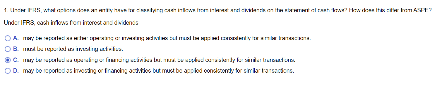 Solved 1. Under IFRS, what options does an entity have for | Chegg.com