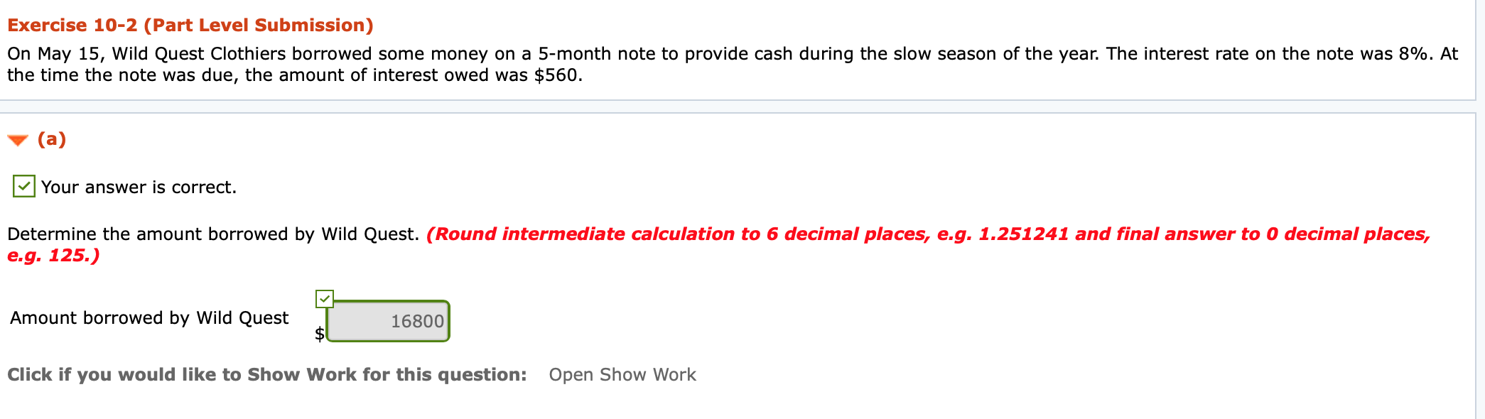 Solved Exercise 10-2 (Part Level Submission) On May 15, Wild | Chegg.com