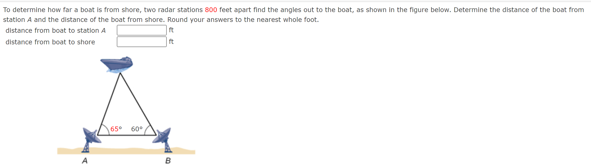 Solved station A and the distance of the boat from shore. | Chegg.com