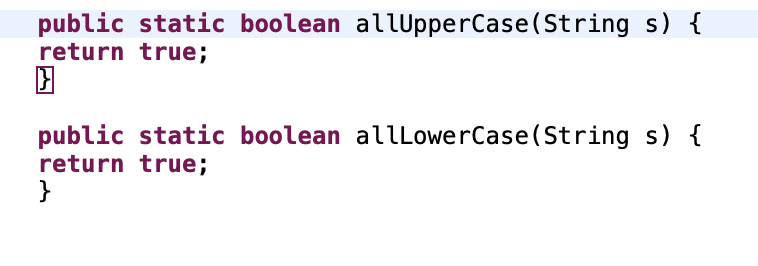 Solved public static boolean allUpperCase(String s) f return | Chegg.com Solved public static boolean allUpperCase(String s) f return | Chegg.com