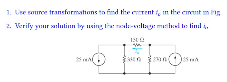 Solved 1. Use source transformations to find the current io | Chegg.com