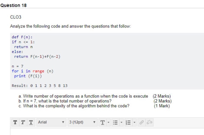 Solved Question 18 CLO3 Analyze the following code and | Chegg.com