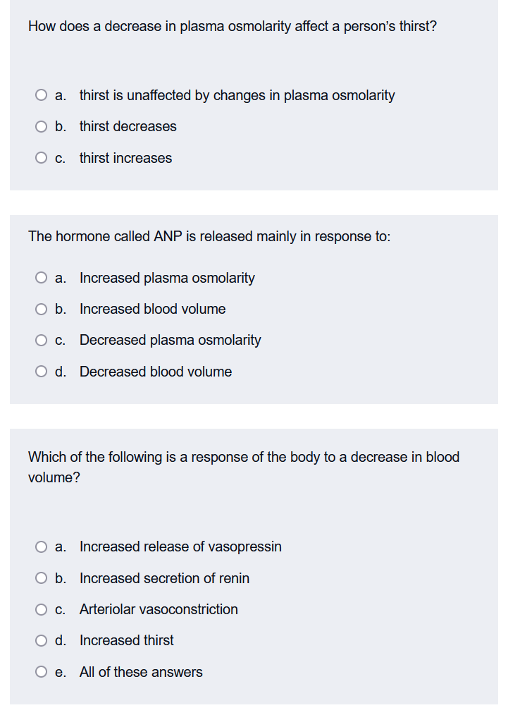 Solved How does a decrease in plasma osmolarity affect a | Chegg.com