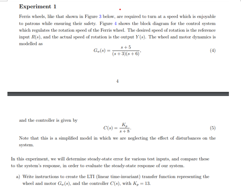 Solved Experiment 1 Ferris wheels, like that shown in Figure | Chegg.com