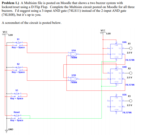 Solved Problem 1.) A Multisim file is posted on Moodle that | Chegg.com