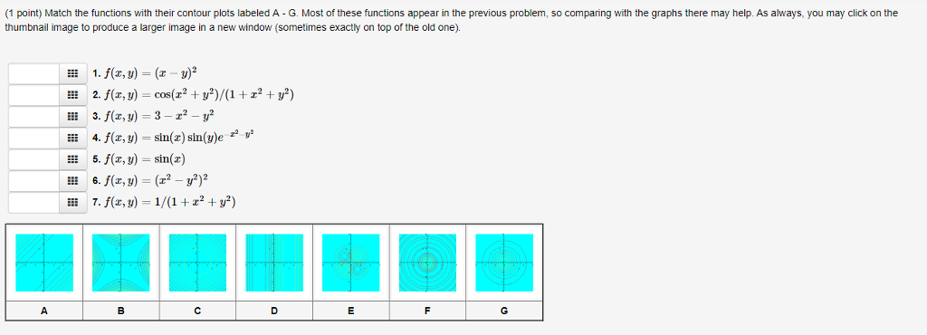 Solved (1 point) Match the functions with their contour | Chegg.com