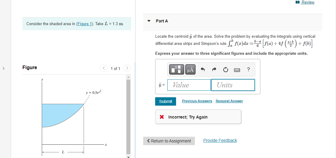Solved Consider the shaded area in Take L=1.3 m. Part A | Chegg.com