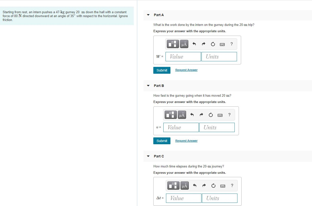 Solved Starting from rest, an intern pushes a 47-kg gurney | Chegg.com