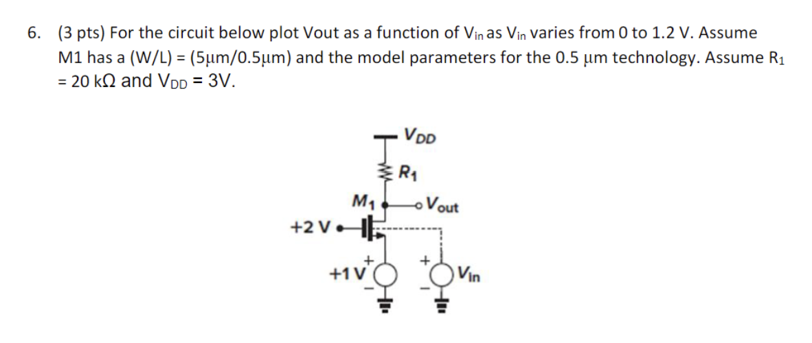 6. (3 pts) For the circuit below plot Vout as a | Chegg.com