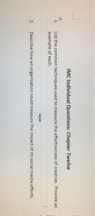Solved IMC Individual Questions: Chapter Twelve List the | Chegg.com