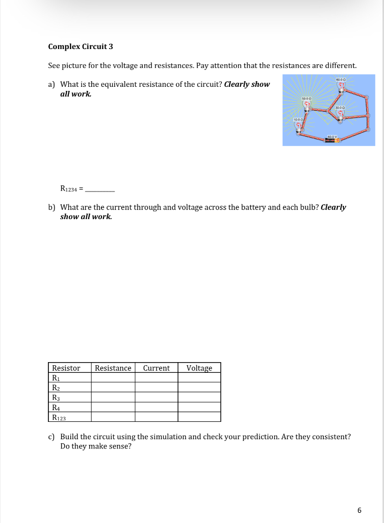 Solved Complex Circuit 3 See picture for the voltage and | Chegg.com