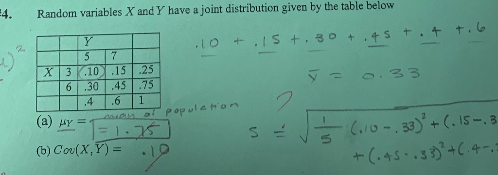 Solved 4. Random variables X and Y have a joint distribution | Chegg.com