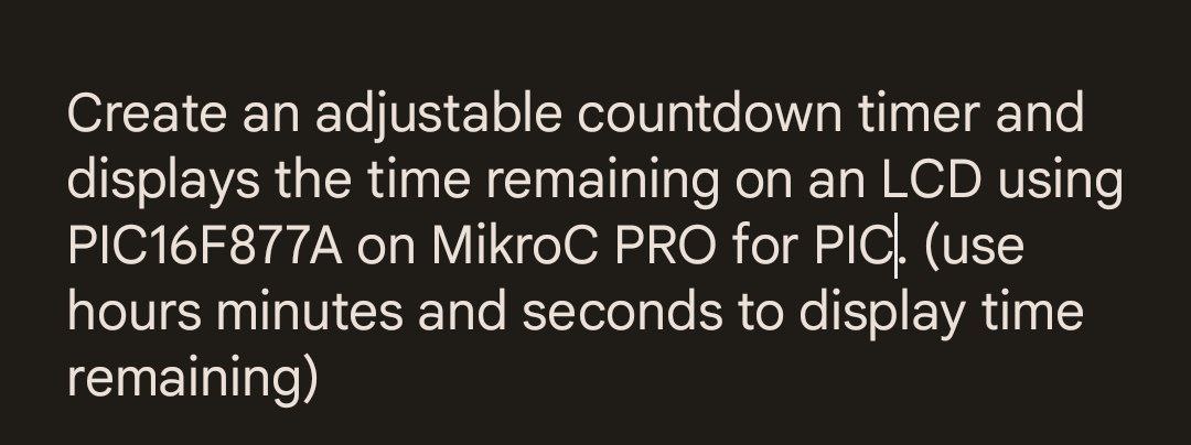 Solved Create an adjustable countdown timer and displays the | Chegg.com