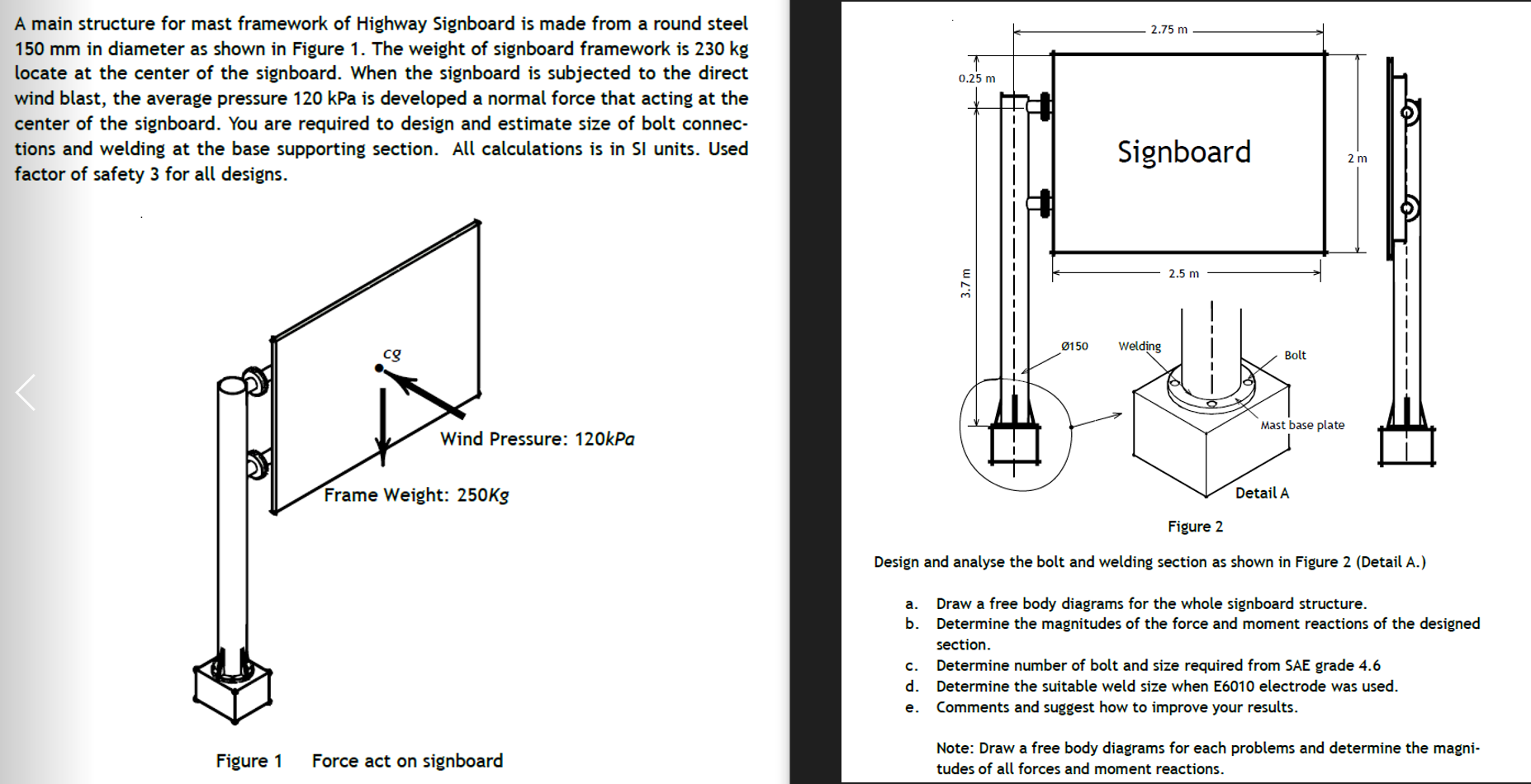 Solved A main structure for mast framework of Highway | Chegg.com