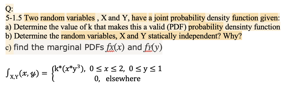 Solved Q: 5-1.5 Two random variables , X and Y, have a joint | Chegg.com