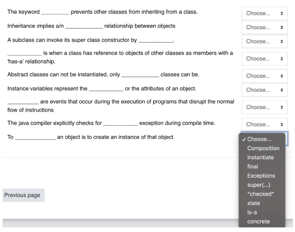 Solved The keyword prevents other classes from inheriting | Chegg.com