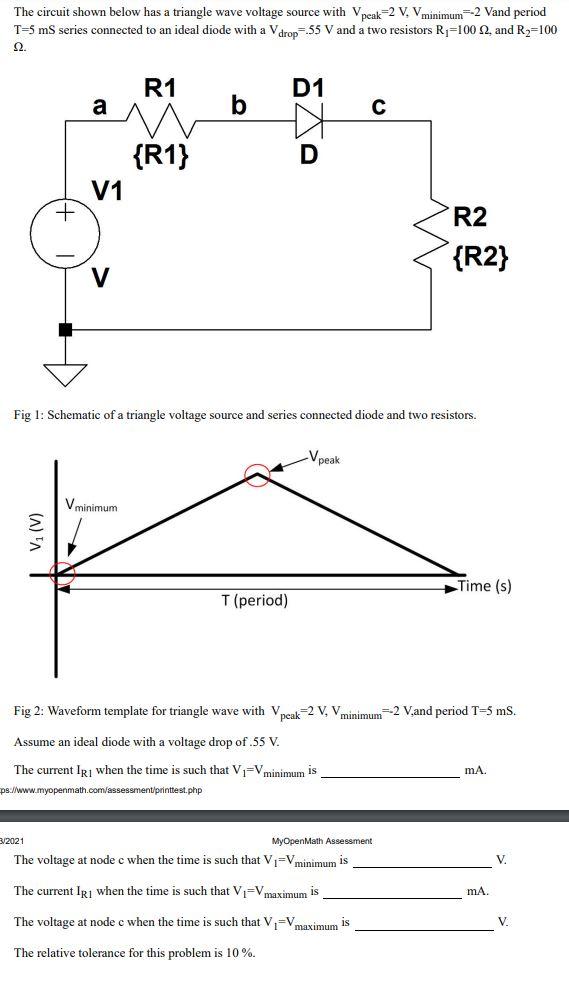 Solved The circuit shown below has a triangle wave voltage | Chegg.com