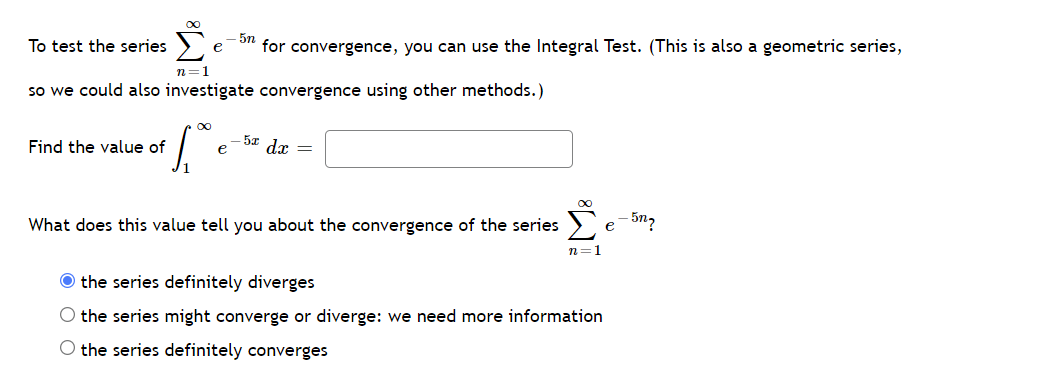 Solved To test the series > n=1 so we could also investigate | Chegg.com
