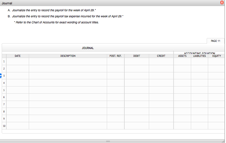 Solved Payroll entries InstructionsC Chart of Accounts | Chegg.com