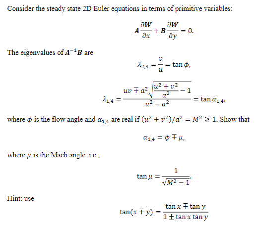 Solved Consider The Steady State 2d Euler Equations In Terms