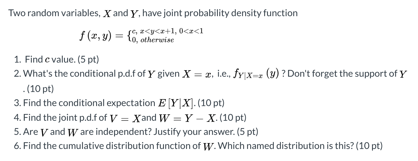 Solved Two random variables, and , have joint | Chegg.com