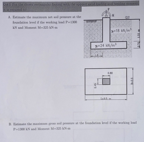 Solved \#3: For the shown rectangular footing with the | Chegg.com