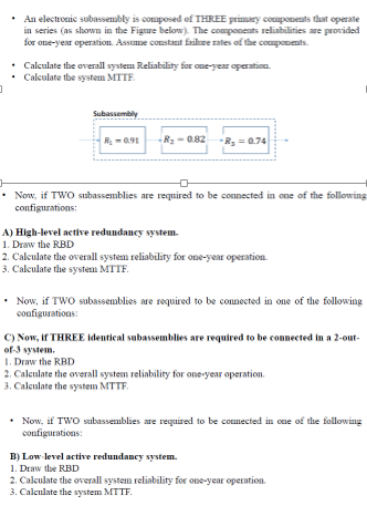 Solved An electronic subassembly is composed of THREE | Chegg.com