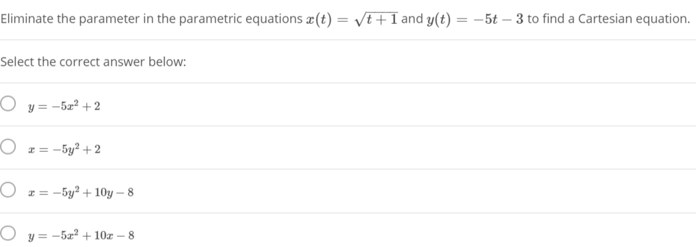 Solved Eliminate the parameter in the parametric equations | Chegg.com