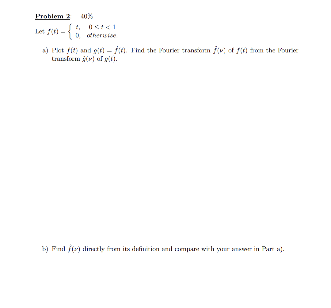 Solved Problem 2: ,40%Let f(t)={t,0≤t