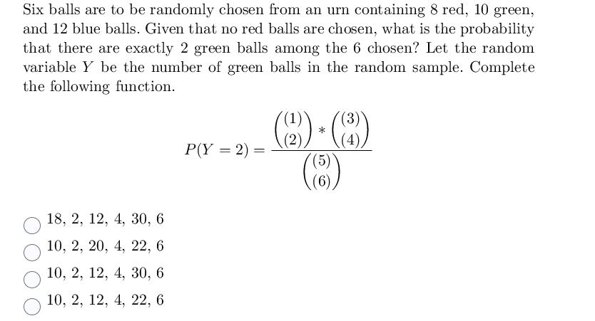 Solved Six balls are to be randomly chosen from an urn | Chegg.com