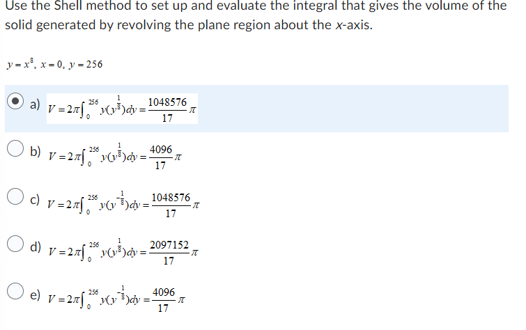 Solved Use the Shell method to set up and evaluate the | Chegg.com