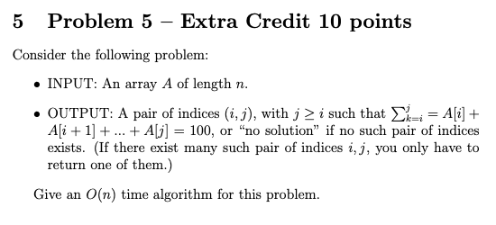 Solved 5 Problem 5 – Extra Credit 10 points Consider the | Chegg.com
