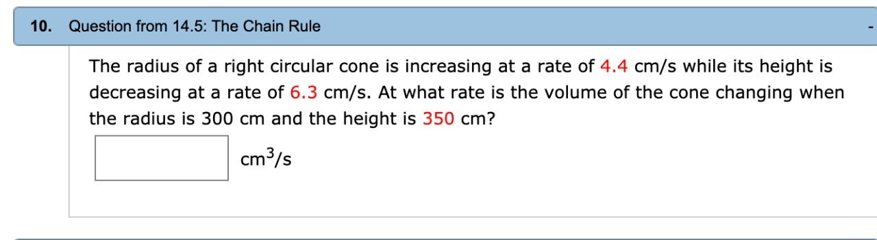 Solved 10. Question from 14.5: The Chain Rule The radius of | Chegg.com