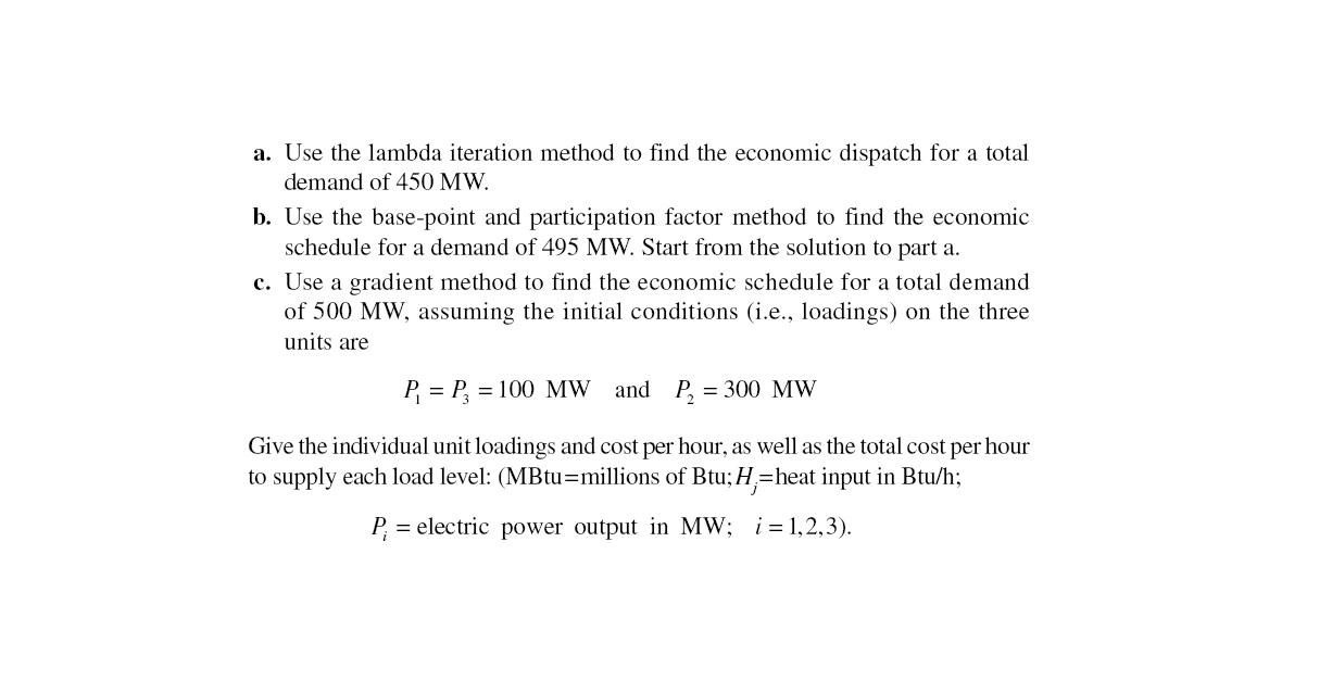 Solved 3.7 Economic Dispatch Using Different Methods of | Chegg.com