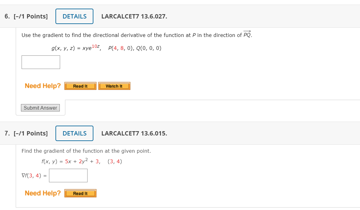 Solved 6. [-/1 Points] DETAILS LARCALCET7 13.6.027. Use the | Chegg.com