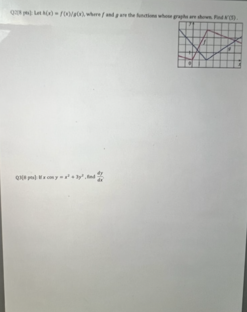 Solved Q2(8 pts): Let h(x)=f(x)/g(x), where f and g are the | Chegg.com
