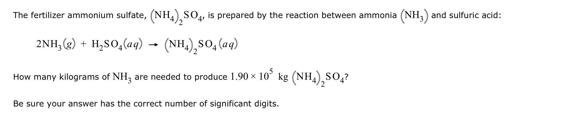 The fertilizer ammonium sulfate, (NH4)2SO4, ﻿is | Chegg.com